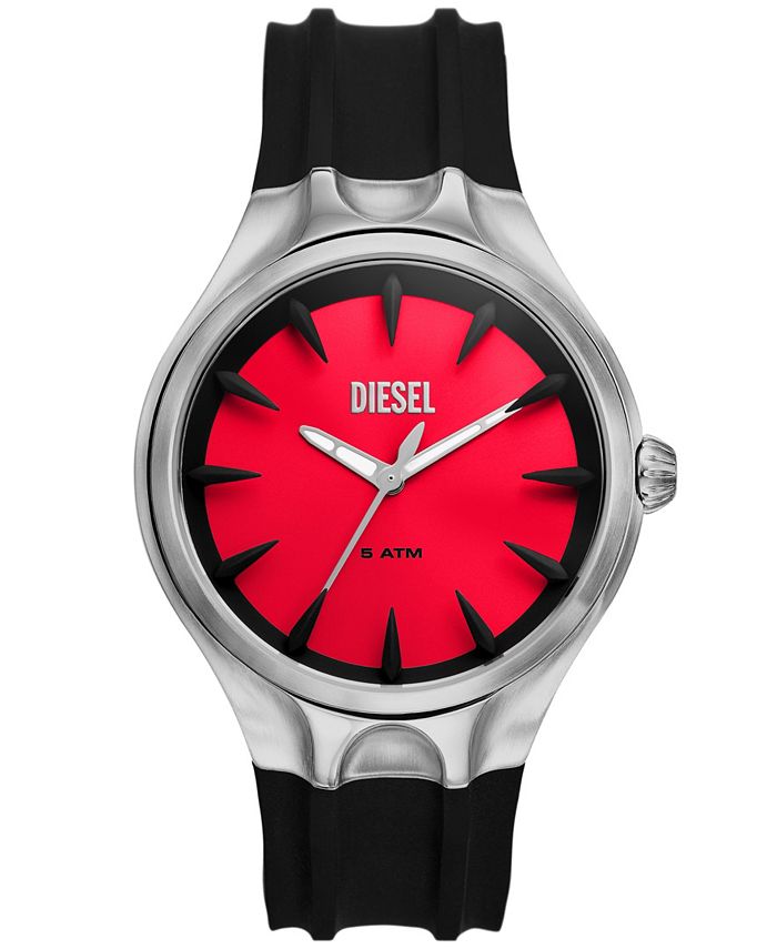 Diesel Men's Streamline Three Hand Black Silicone Watch 44mm - Macy's