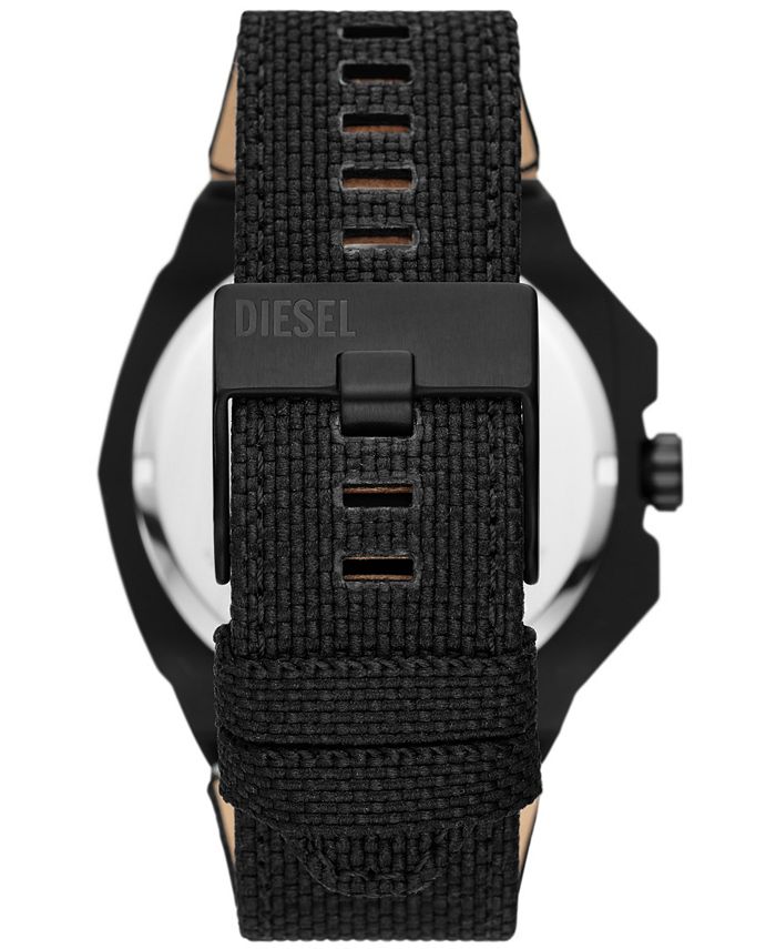 Diesel Men's Framed Solar Three Hand Black Pro-Planet Textile Watch ...