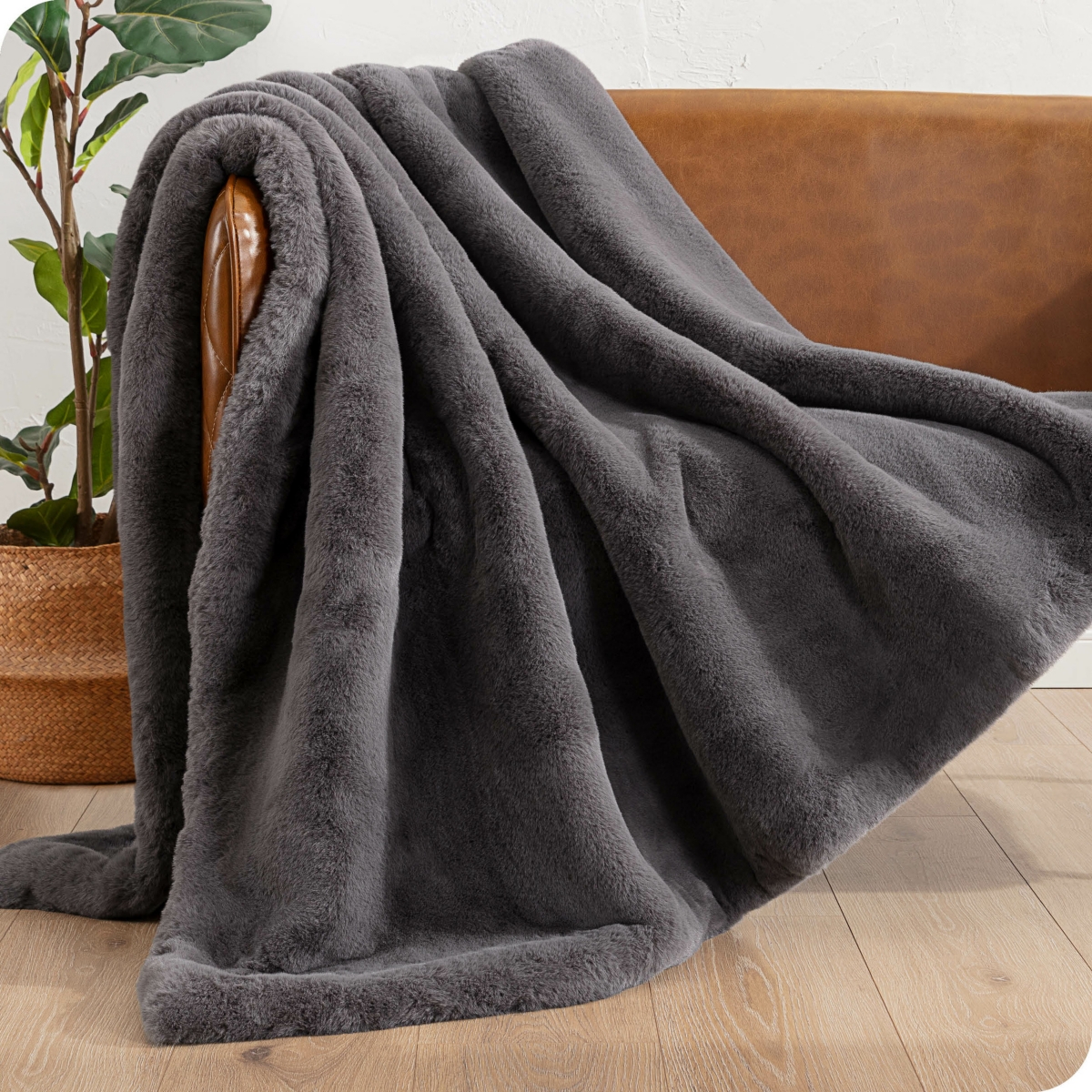 Click here for Bare Home Faux Fur Throw Blanket - Dark grey fur prices