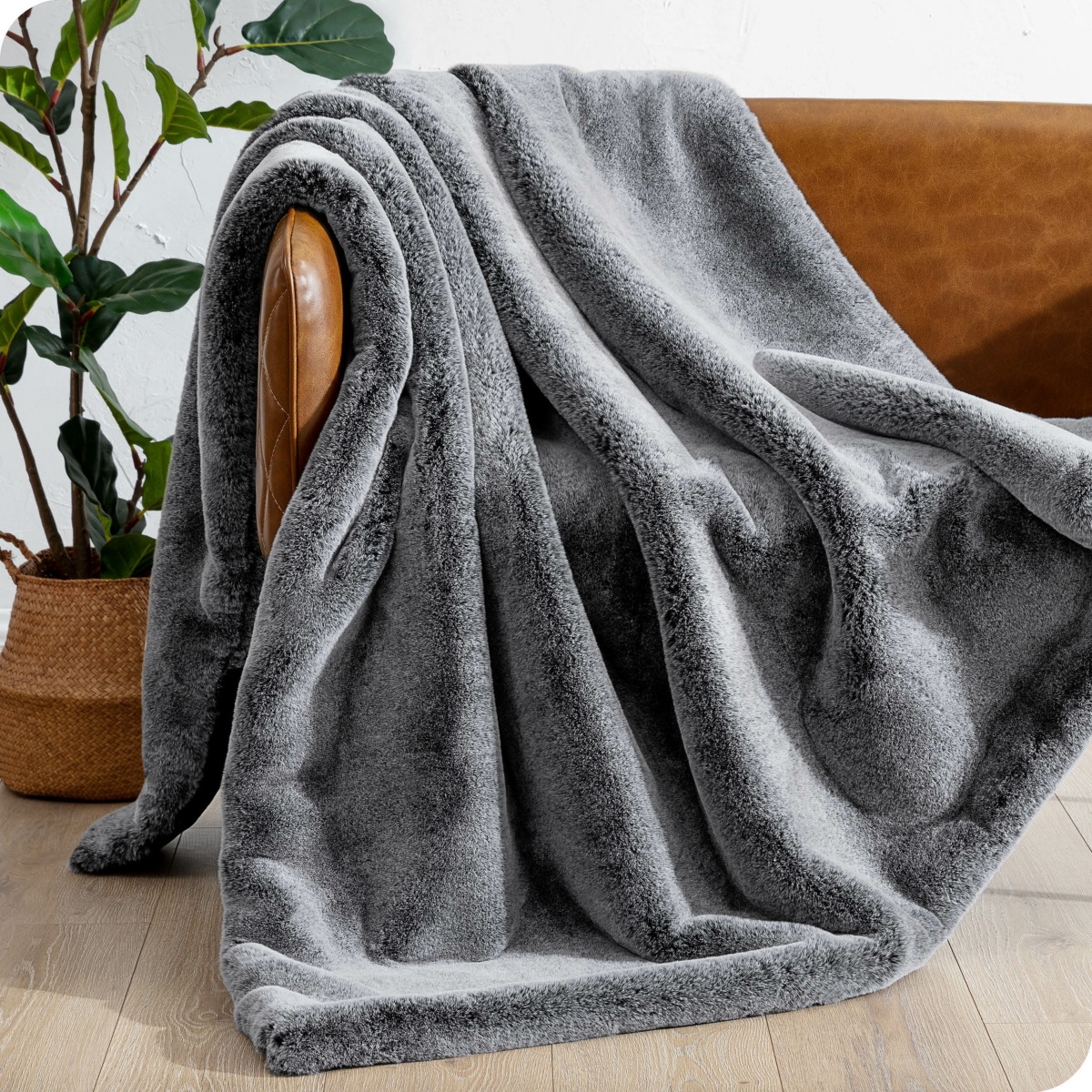 Click here for Bare Home Faux Fur Throw Blanket - Variegated grey prices