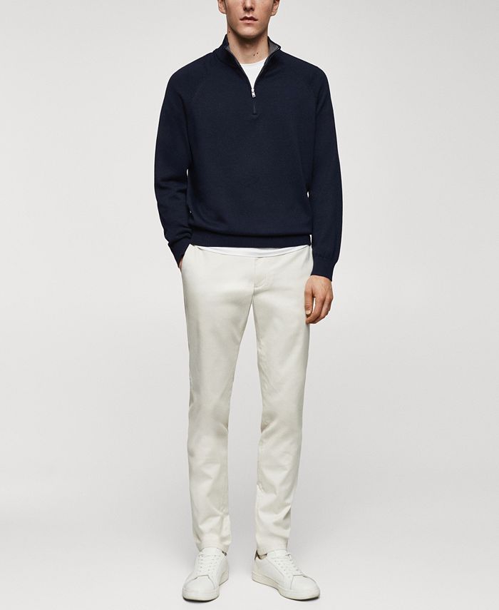 MANGO Men's Neck Zipper Cotton Sweater - Macy's