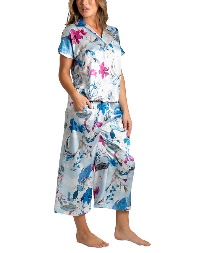 Linea Donatella Women's 2-Pc. Ayanna Cropped Satin Pajamas Set - Macy's