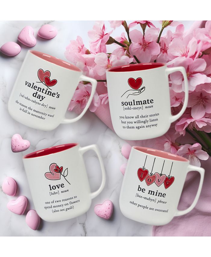 Certified International Valentine's Day Mugs, Set of 4 - Macy's