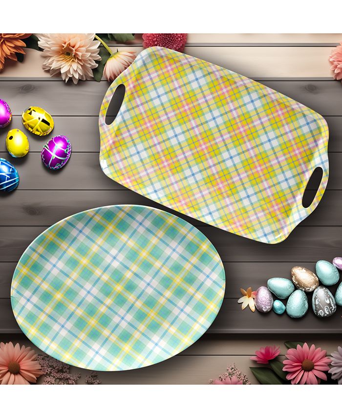 Certified International Easter Plaid Melamine Trays, Set 2 - Macy's