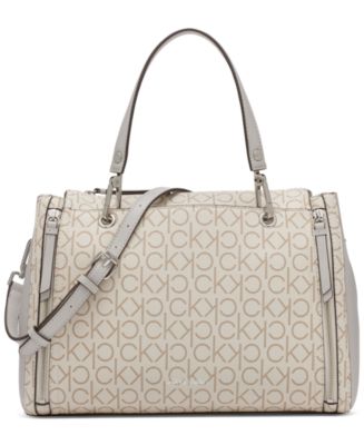 Calvin Klein Garnet Signature Triple Compartment Top Zipper Satchel ...