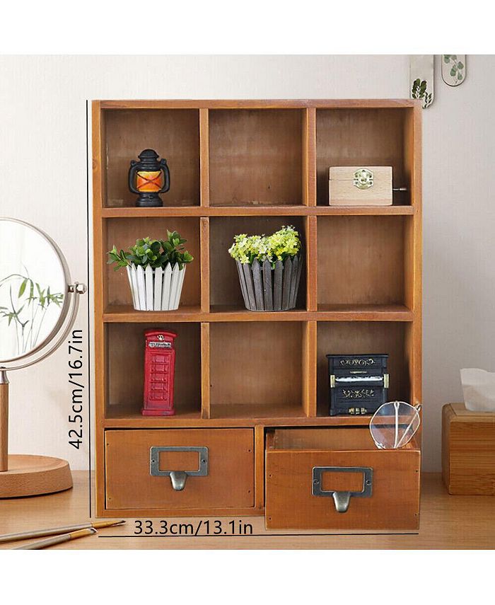 Stock Preferred 9 Cube Vintage Wooden Storage Shelf in Brown - Macy's