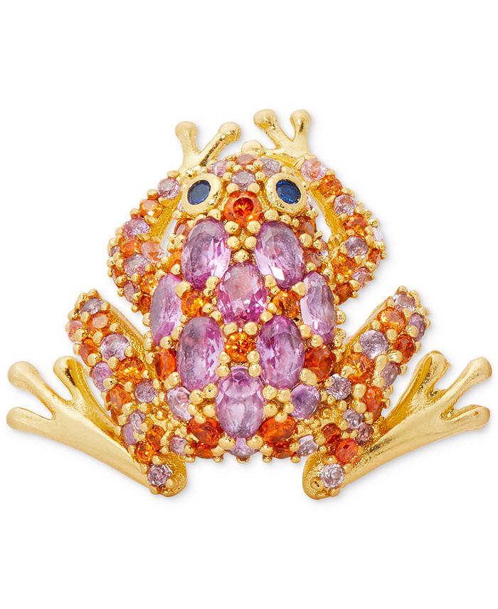 kate spade new york Gold-Tone Cubic Zirconia Frog Stud Earrings - Macy's