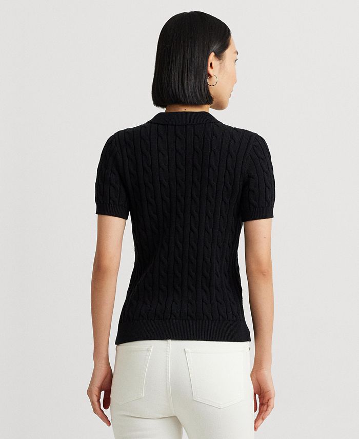 Lauren Ralph Lauren Women's Cable-Knit Polo Shirt - Macy's