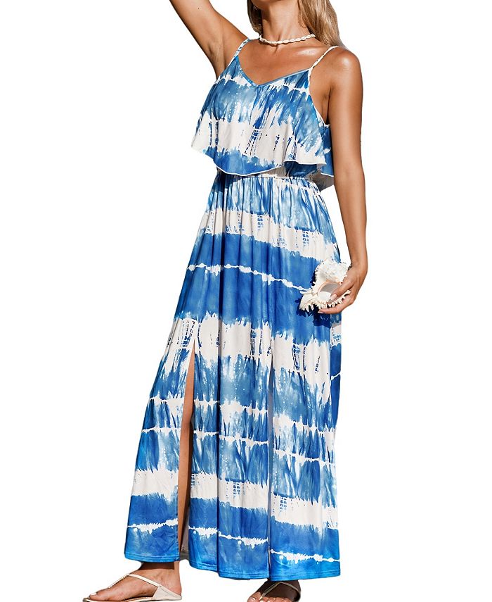 CUPSHE Women's Flounce Bodice Tie-Dye Maxi Cover Up Dress - Macy's