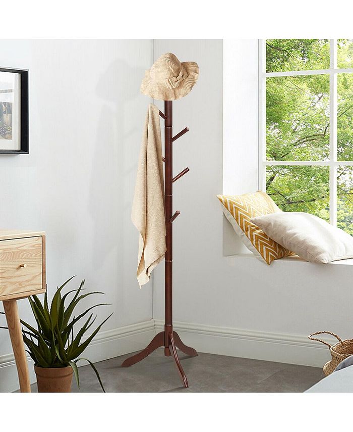 Slickblue Adjustable Wooden Tree Coat Rack with 8 Hooks - Macy's