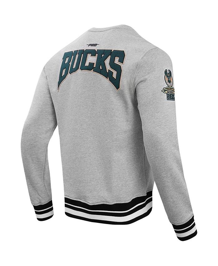 Pro Standard Men's Heather Gray Milwaukee Bucks Crest Emblem Pullover ...