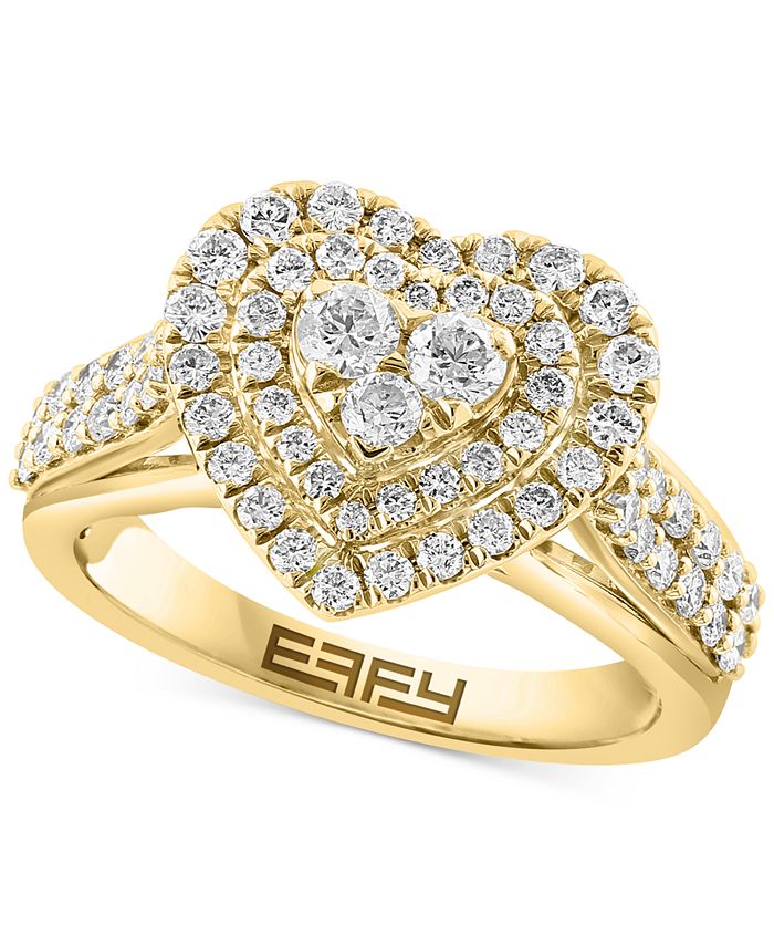 EFFY Collection EFFY® Diamond Halo Cluster Heart Ring (1-1/20 ct. t.w ...