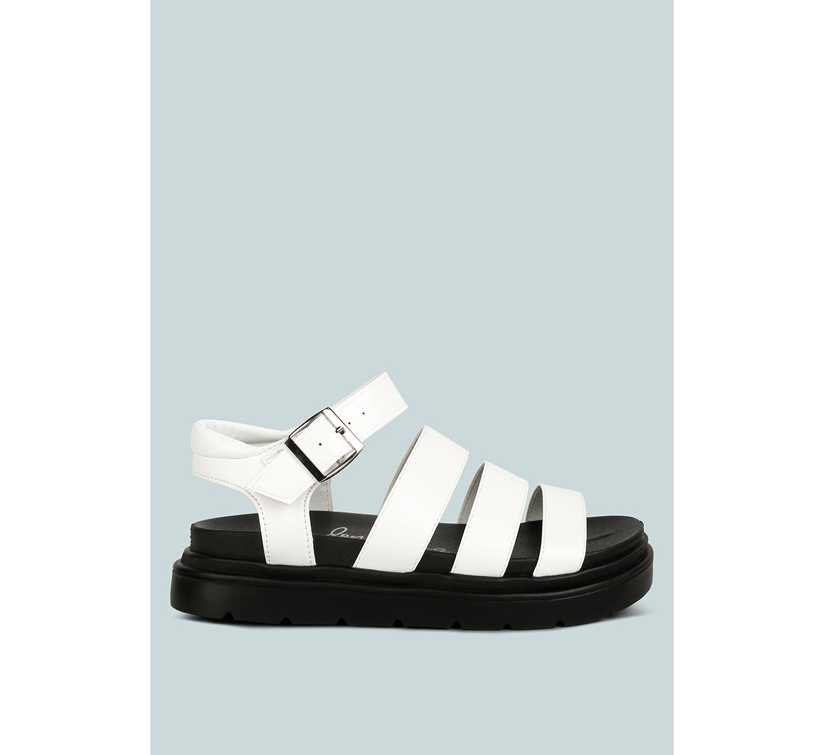 Click here for Womens Belcher Faux Leather Gladiator Sandals - Wh... prices