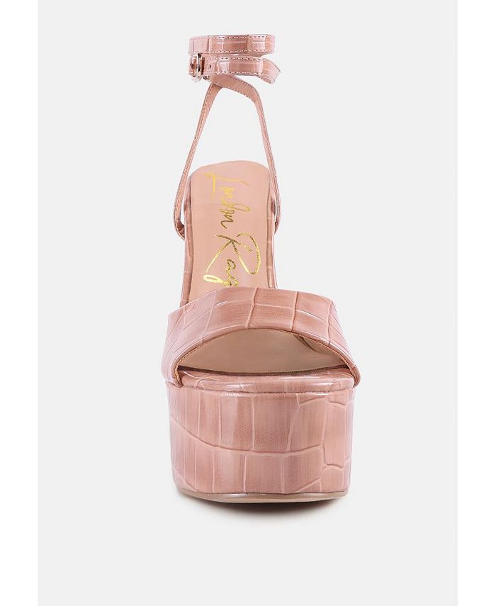 London Rag Women's Drop Dead Patent Croc Ultra High Platform Sandals ...