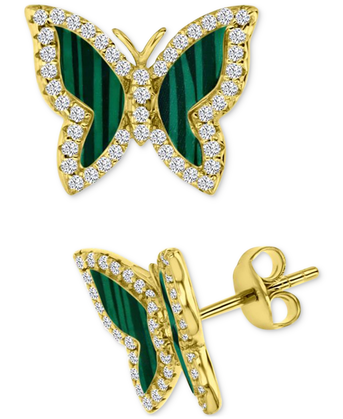 Click here for Simulated Malachite & Cubic Zirconia Butterfly Stu... prices