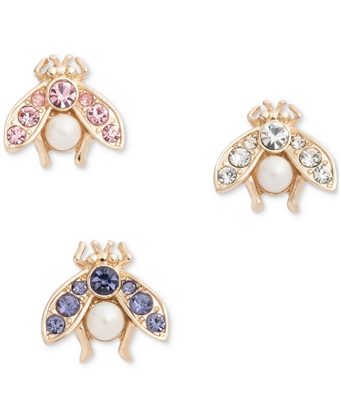 Lauren Ralph Lauren Gold-Tone 3-Pc. Set Mixed Stone Winged Bug Pins ...