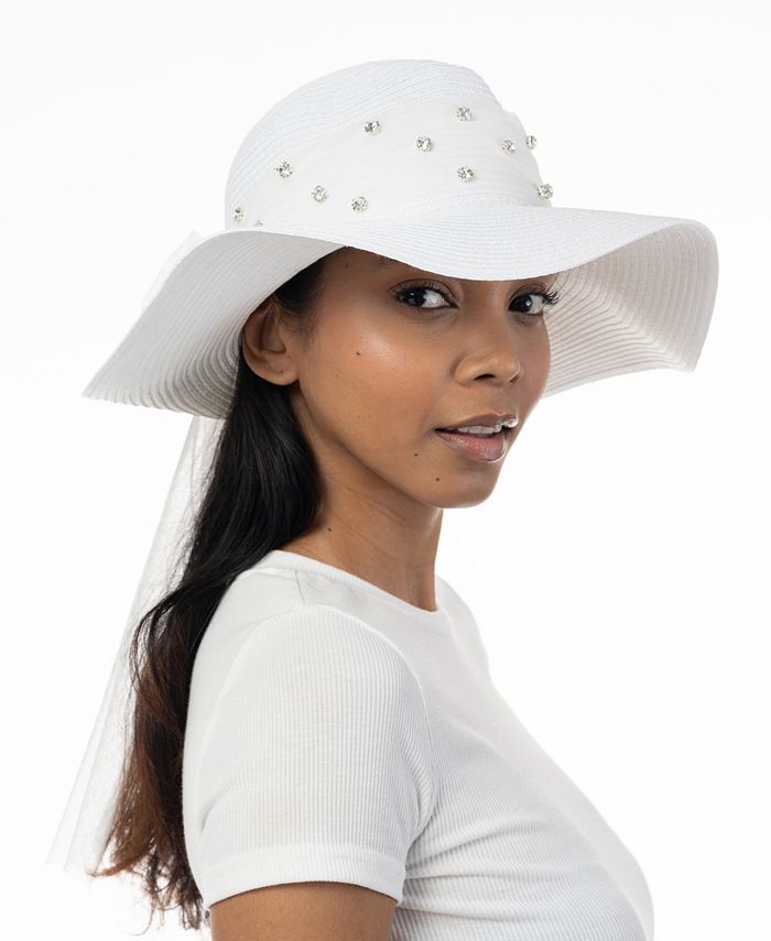Bellissima Millinery Collection Women's Rhinestone Bow Panama Hat - Macy's