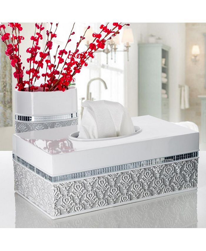 Creative Scents Mirror Damask Gray and White Rectangle Tissue Box Cover ...