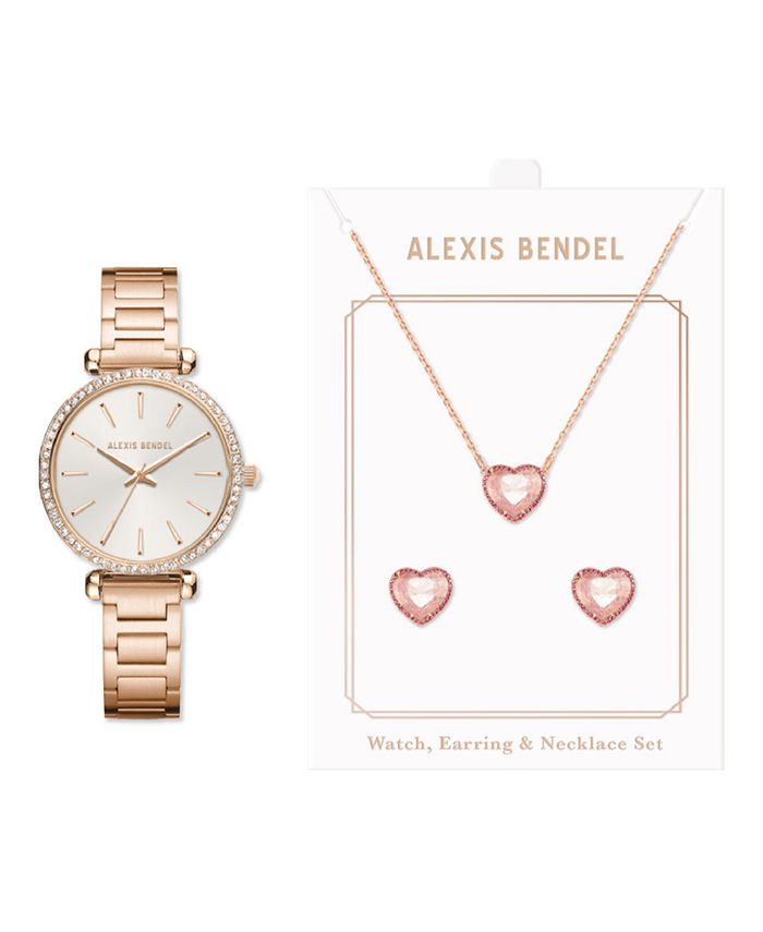 Jessica Carlyle Women's Quartz Rose Gold-Tone Alloy Watch 33mm Gift Set ...