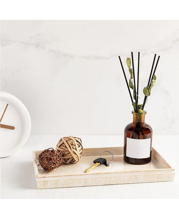 Creative Scents Rustic Luxe White Decorative Coffee Table Tray - Macy's