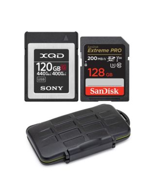 Sony 120GB XQD G Series Memory Card with 128GB SDXC Card and Memory ...