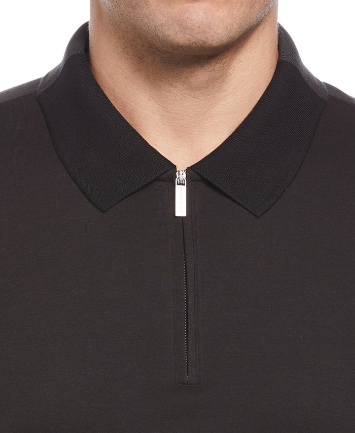 Perry Ellis Men's Classic-Fit Stretch Split Colorblocked 1/4-Zip Polo ...