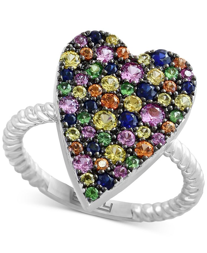EFFY Collection EFFY® Multi-Gemstone Heart Ring (1-3/8 ct. t.w.) in ...