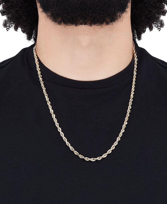 Macy's Solid Glitter Rope Chain 24" Necklace in 14k Gold - Macy's