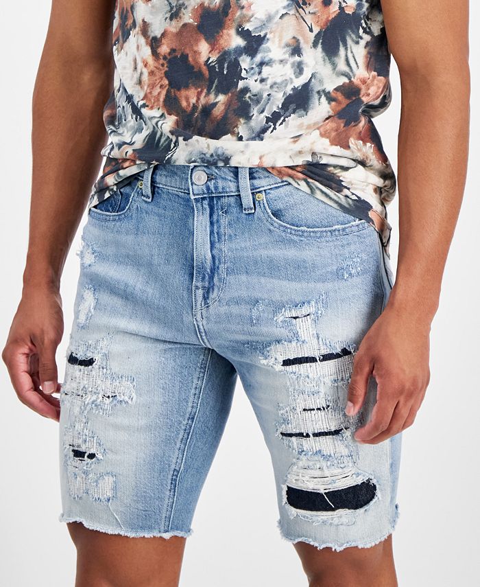 GUESS Men's Logan Slim-Fit Destroyed Denim Shorts - Macy's