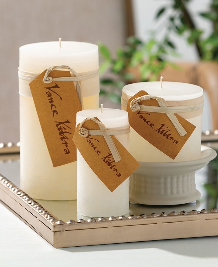 Vance Kitira Timber Pillar Candles, Set of 3 - Macy's