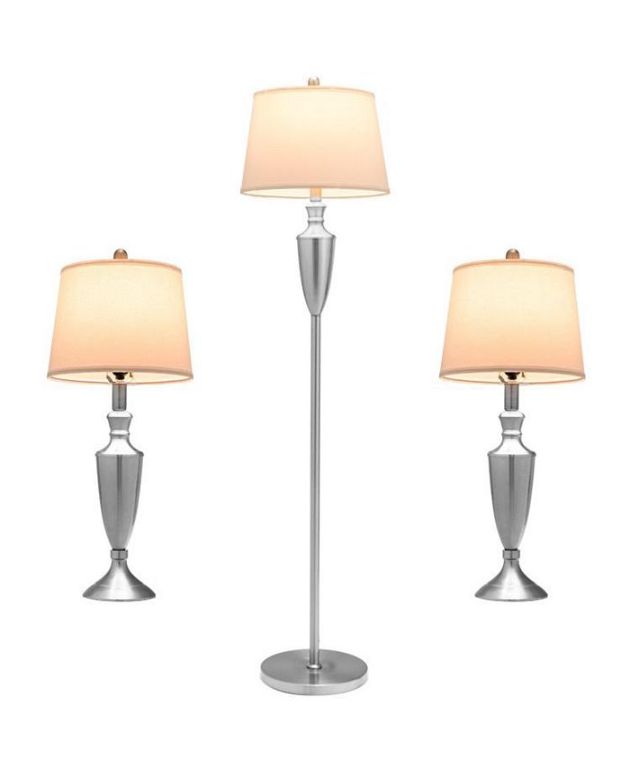 Slickblue 3 Piece Lamp With Set Modern Floor Lamp And 2 Table Lamps ...