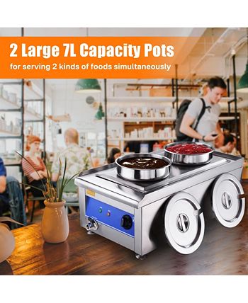 Yescom 1200W Dual Pots Countertop Food Warmer Stainless Steel ...