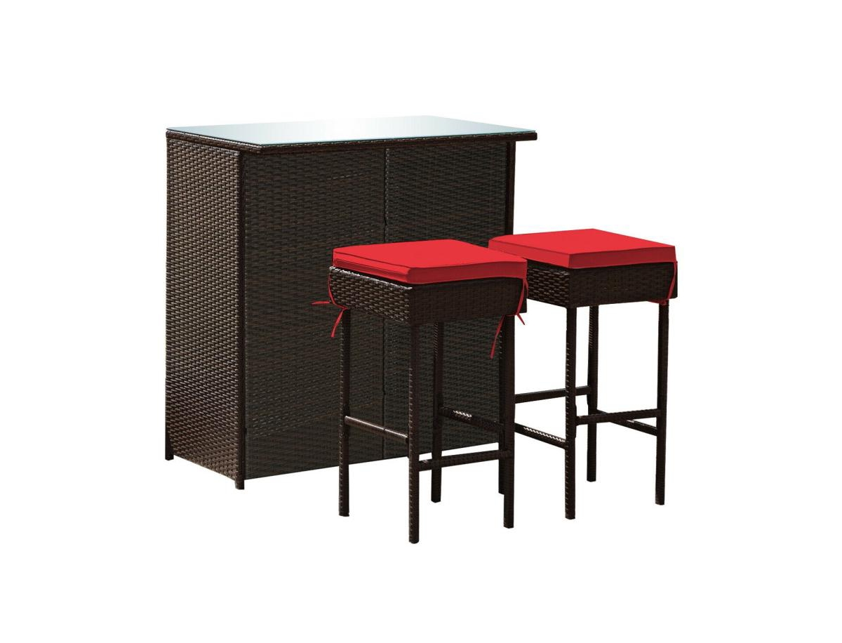 Click here for 3-piece Rattan Wicker Bar Table Stools Dining Set... prices
