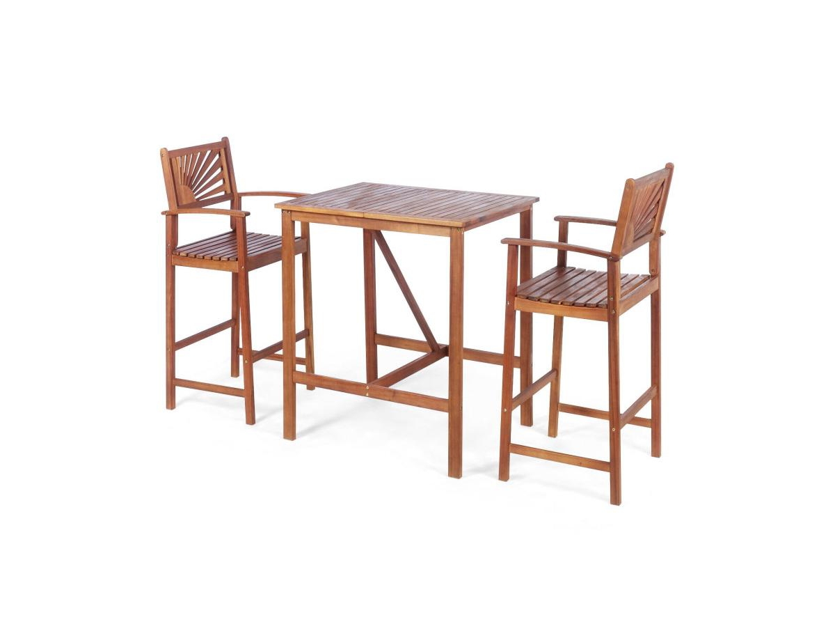 Click here for 3 Pieces Acacia Wood Patio Bar Set with Sunflower... prices