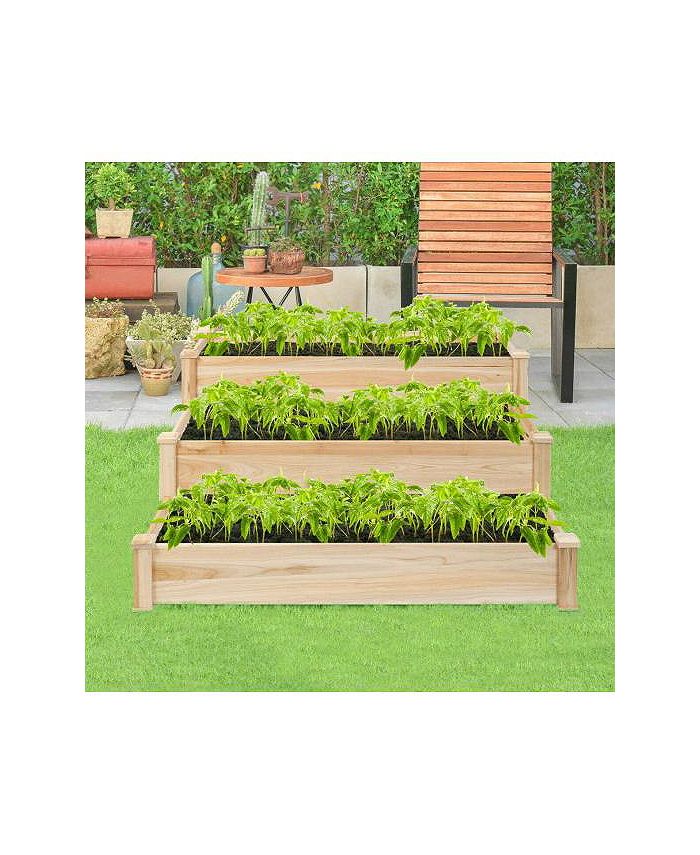 Slickblue 3 Tier Wooden Raised Garden Flower Vegetables Bed Macys