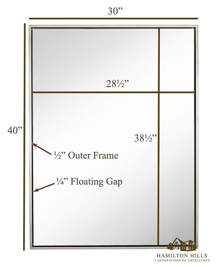 Hamilton Hills Wall Mounted Mirror for Bathroom Floating Frame Vanity ...