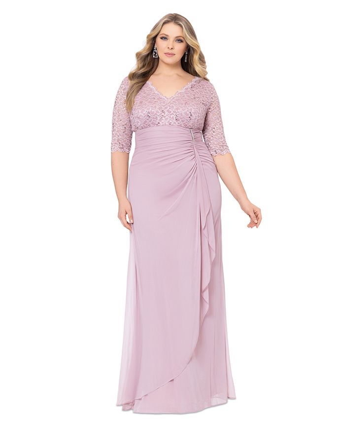 Betsy & Adam Plus Size V-Neck Gown - Macy's