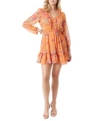 Jessica Simpson Women's Yara Floral-Print Smocked Mini Dress - Macy's