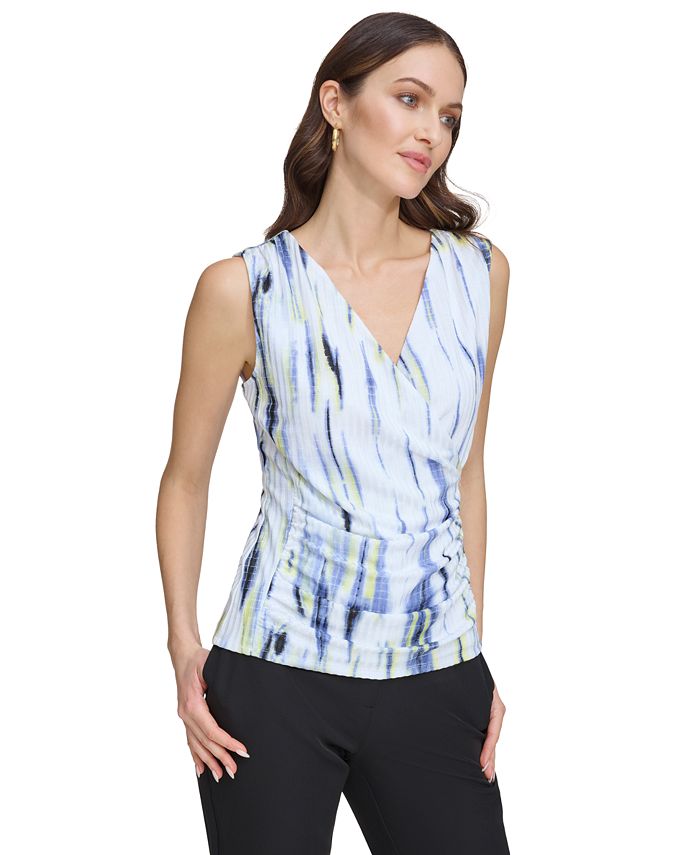 DKNY Women's Printed Sleeveless Shell Top - Macy's