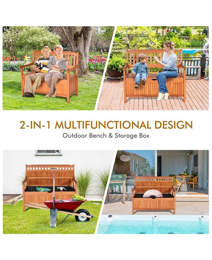 Slickblue 33 Gallon Wooden Storage Bench with Liner for Patio Garden ...
