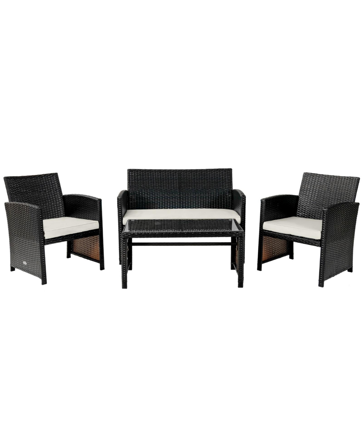Click here for 4 Pieces Patio Rattan Cushioned Furniture Set - Wh... prices