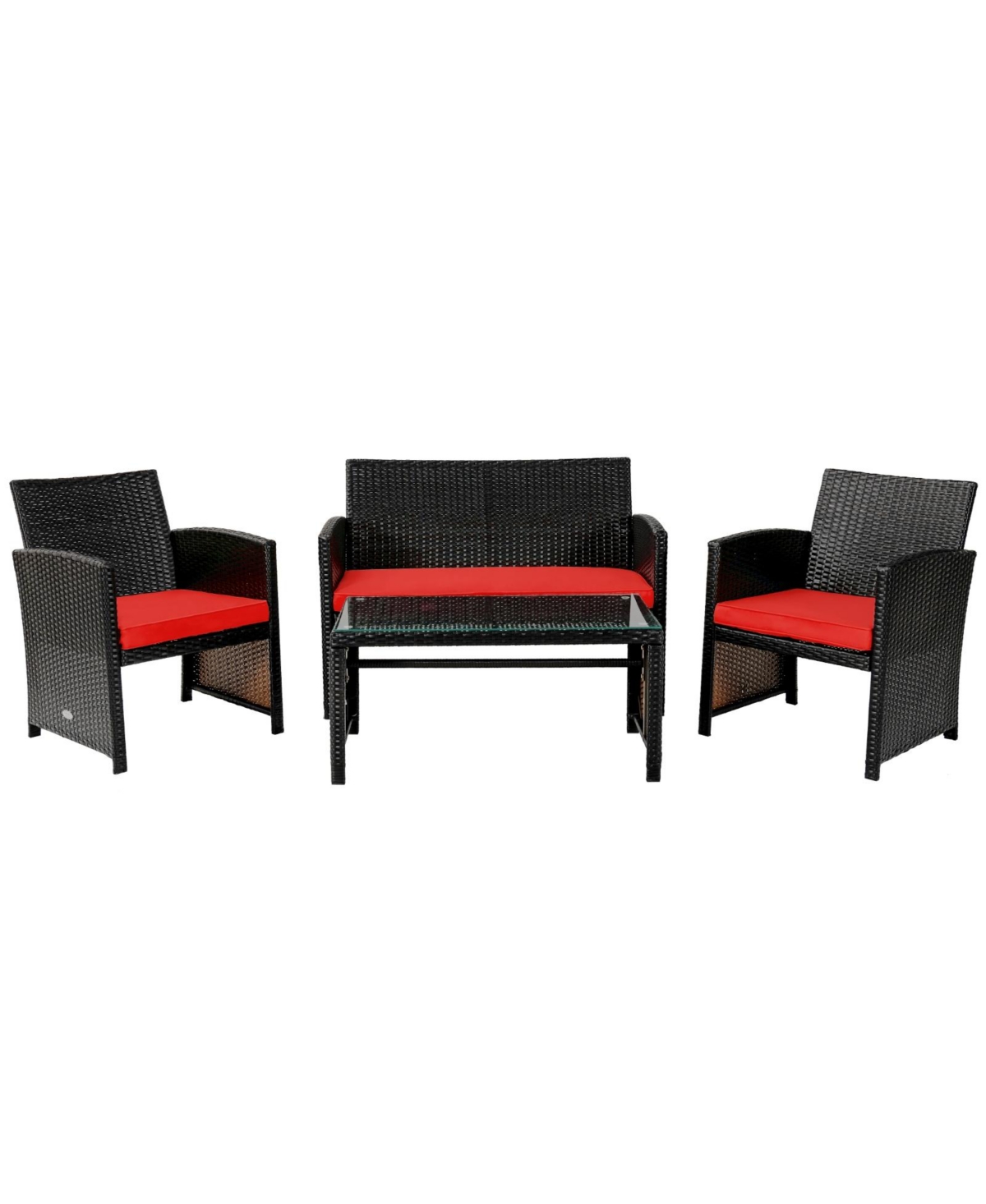 Click here for 4 Pieces Patio Rattan Cushioned Furniture Set - Re... prices