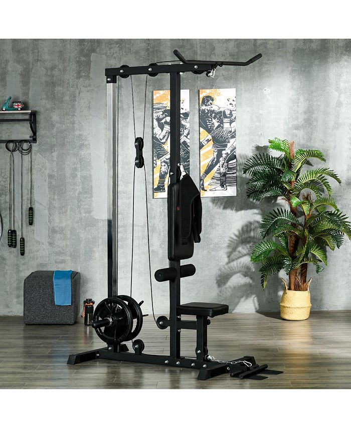 Soozier Cable Machine Lat Pull Down Machines with Flip-Up Footplate ...