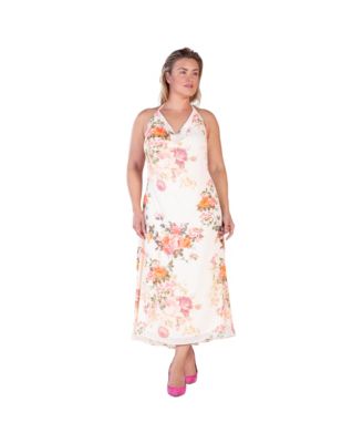 Standards & Practices Plus Size Floral-Print Cowl Neck Backless Maxi ...