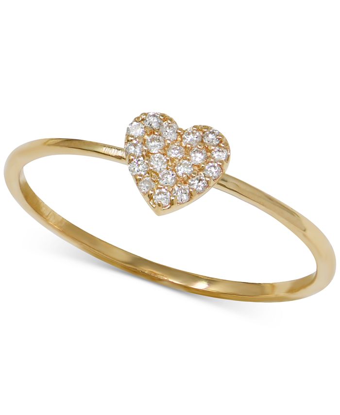 Jac + Jo by Anzie Diamond Heart Cluster Stack Ring (1/10 ct. t.w.) in 14k Gold - Macy's