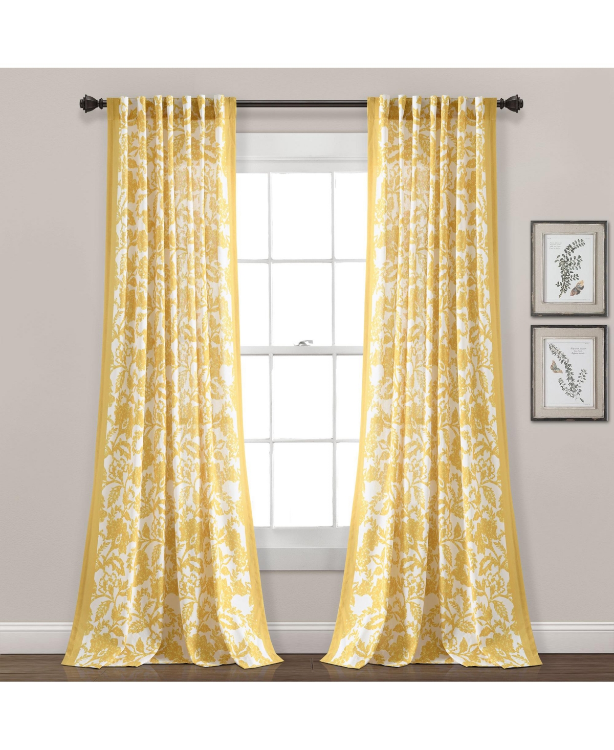 Click here for Emma Textured Jacobean Window Curtain Panels Yello... prices
