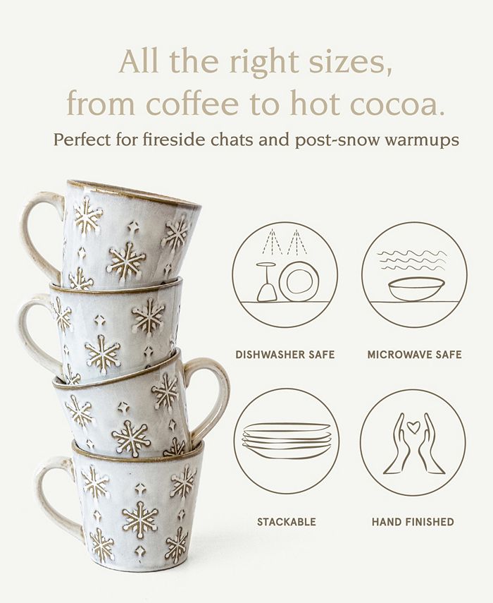 over&back Snowflake Mugs, Set of 4 - Macy's