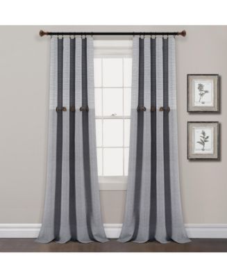 Farmhouse Button Stripe Yarn Dyed Woven Cotton Window Curtain Panels ...