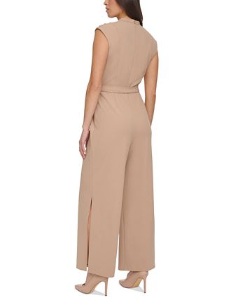 Tommy Hilfiger Women's Scuba-Crepe Tie-Waist Wide-Leg Jumpsuit - Macy's
