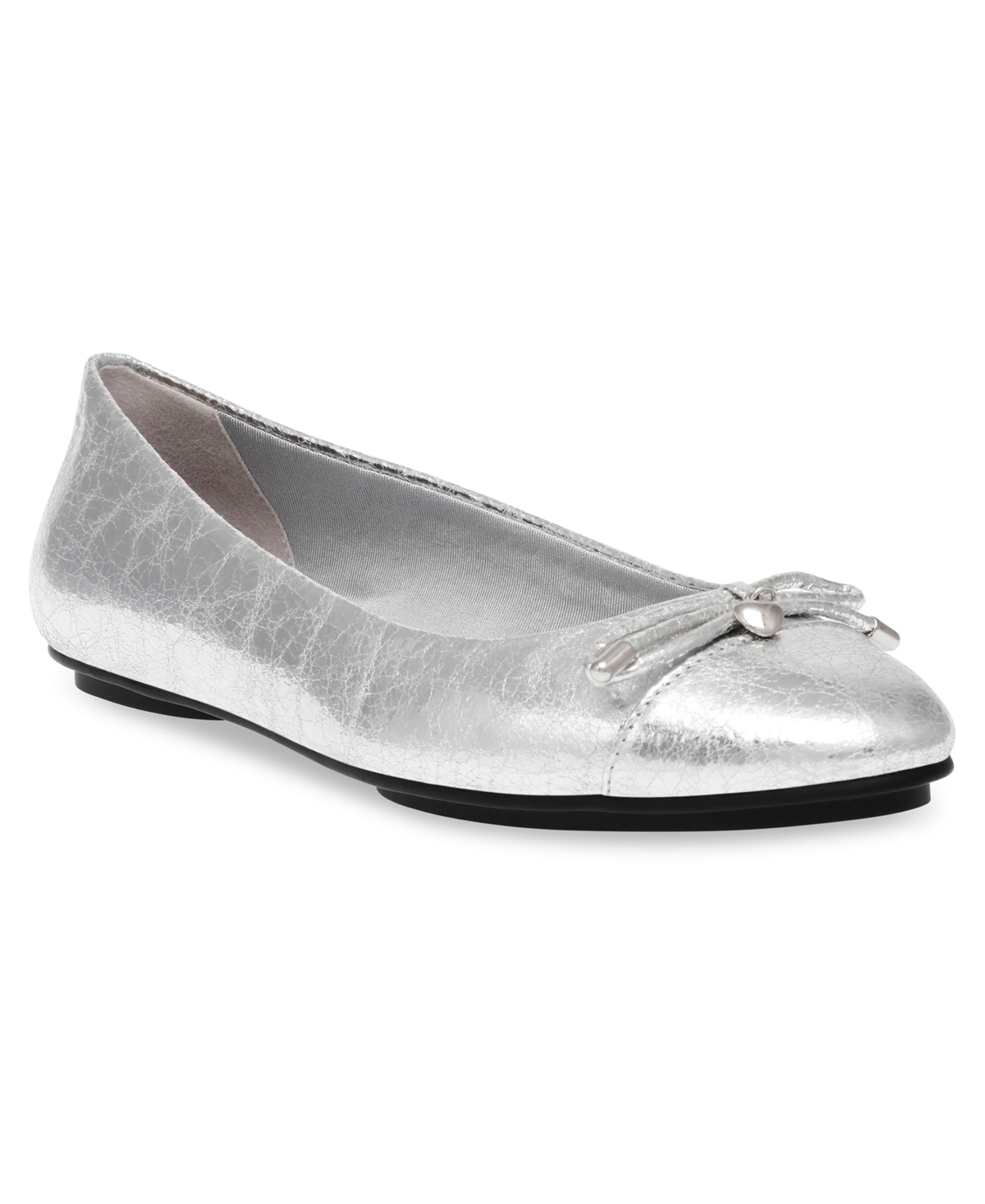 Click here for Anne Klein Womens Luci Cap Toe Ballet Flats - Silv... prices